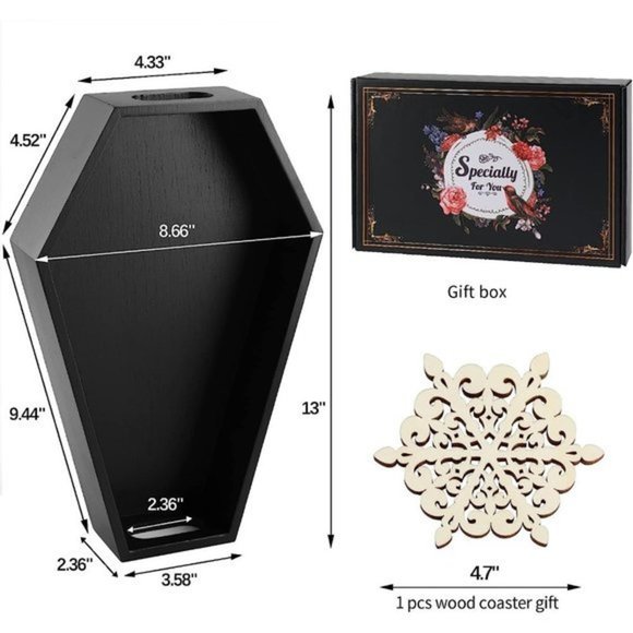 GOARTGIF | Party Supplies | Halloween Creepy Black Goth Coffin Shelf ...